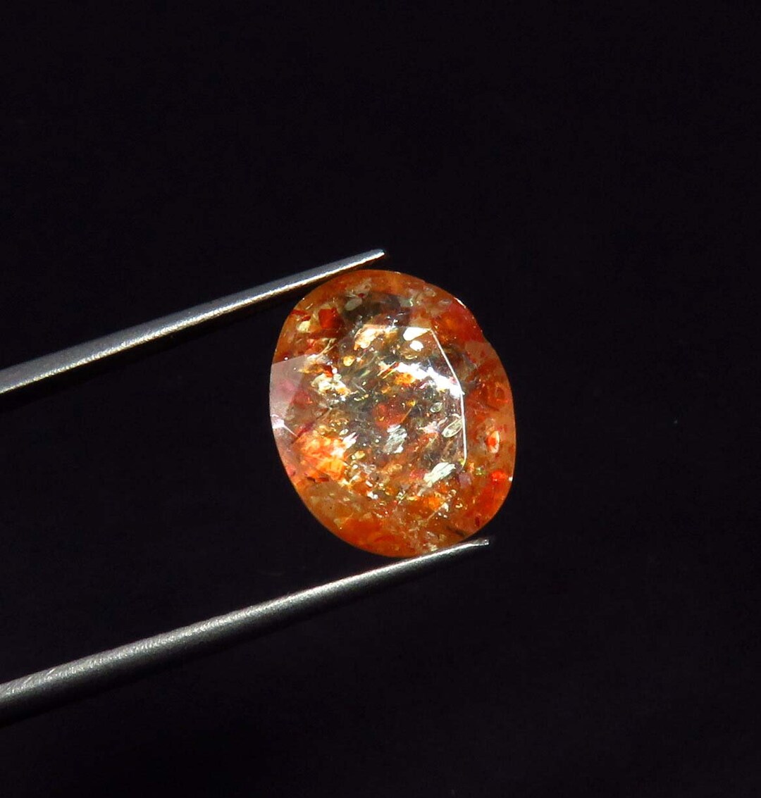 Rainbow Lattice Faceted Sunstone Cut, 5cts, Natural Sunstone Gems, Oval ...