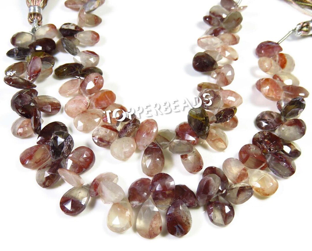 Multi Phantom Quartz Gemstone Beads, 8"strand, Natural Phantom Quartz ...