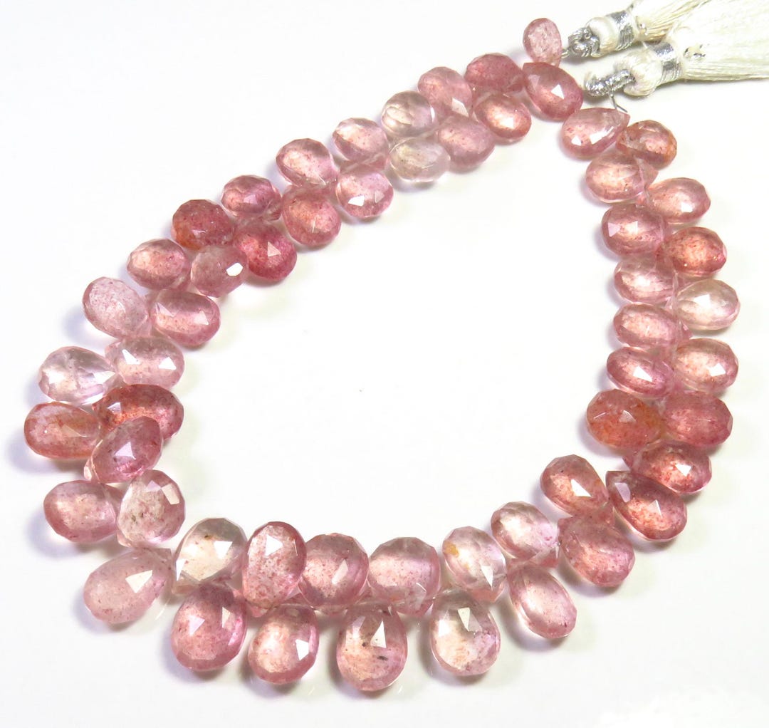 Top Grade Pink Quartz Faceted Cut Pear Beads, 10-12 Mm, 100% Natural ...