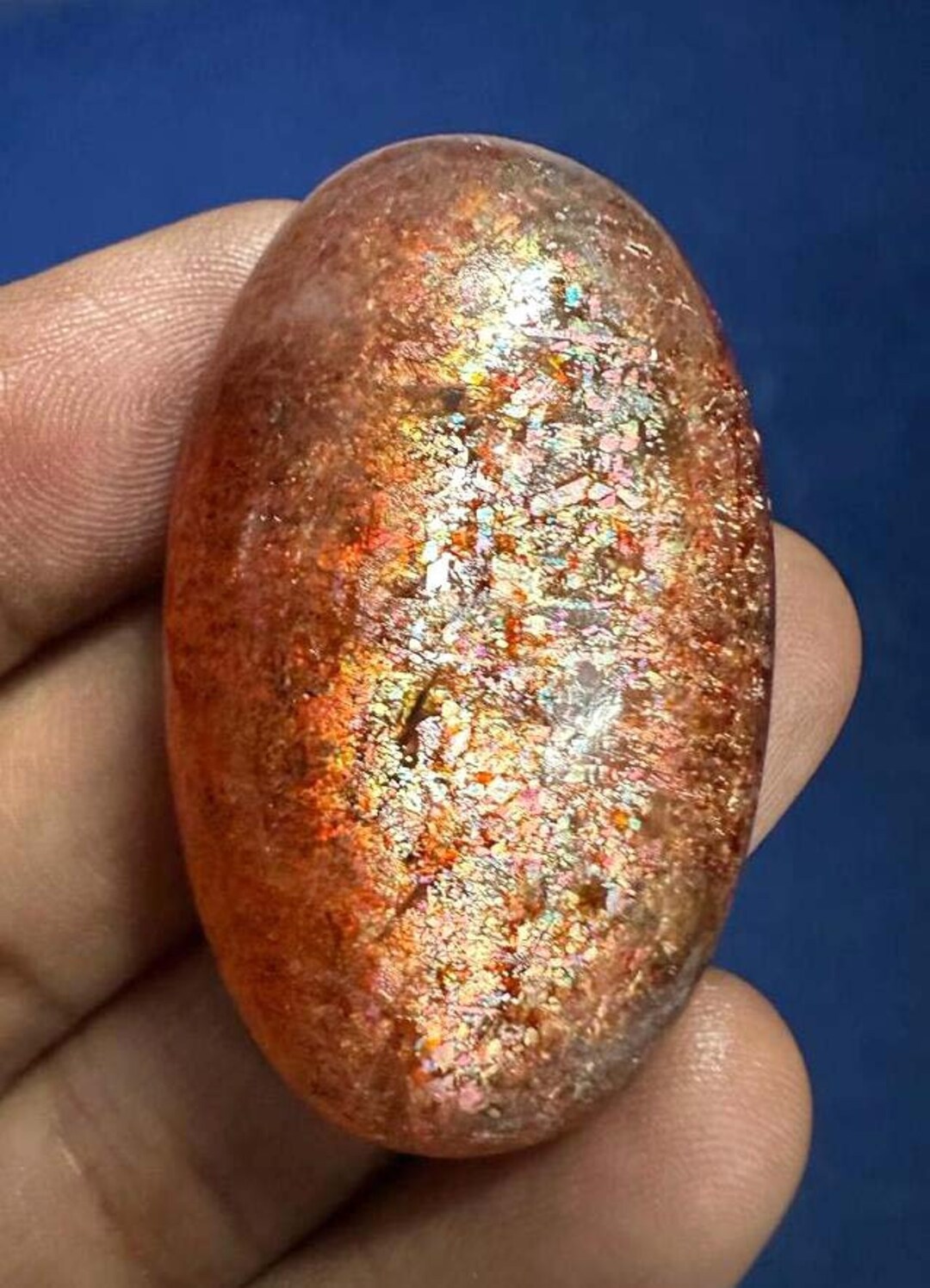 Huge Gems Rainbow Lattice Sparkle Sunstone Cabochon, 89cts, Natural ...