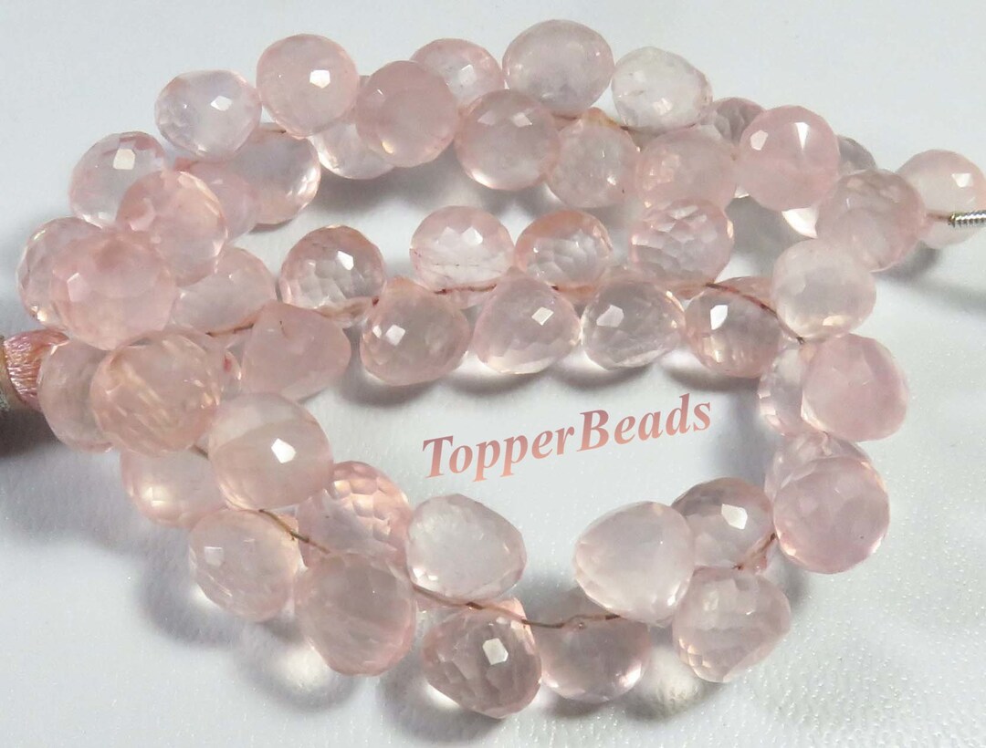 Natural Rose Quartz Briolette Beads, 7.5strand, Pink Rose Quartz ...
