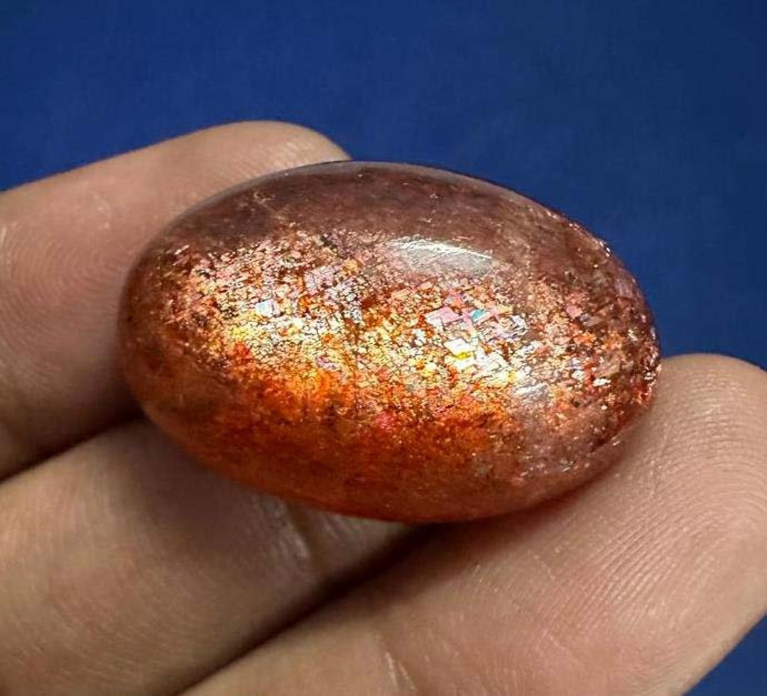 Rainbow Lattice Sparkle Sunstone Cabochon, 31cts, Natural African Deep ...