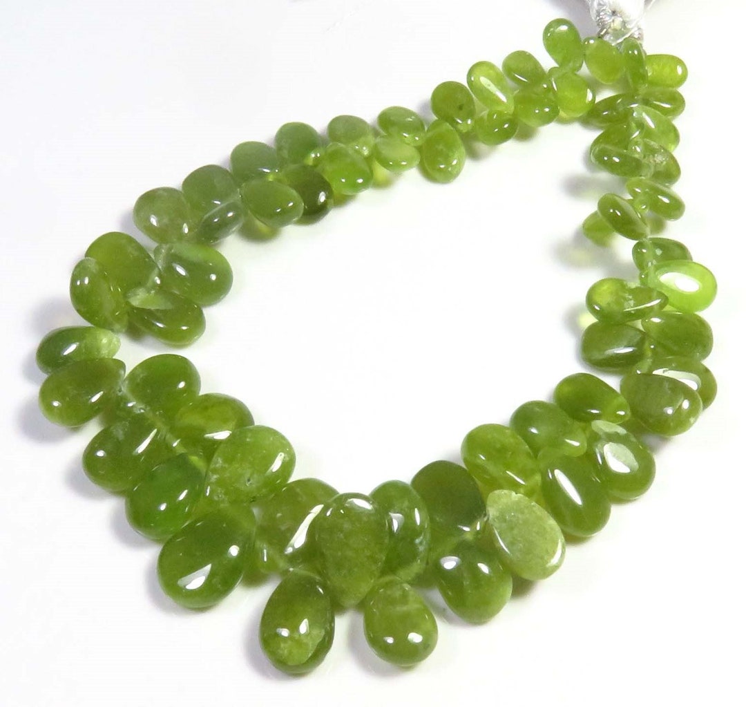 Top Quality Green Vessonite Pear Smooth Beads, 6.5-11.5mm, Natural ...