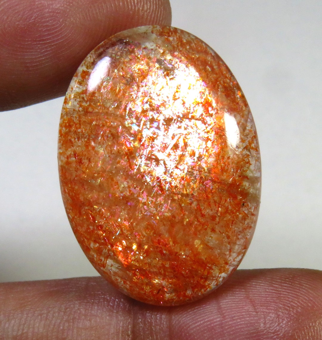 Sunstone Sparkle Red Gemstone, 28x20.5mm, African Sunstone Cabochon ...