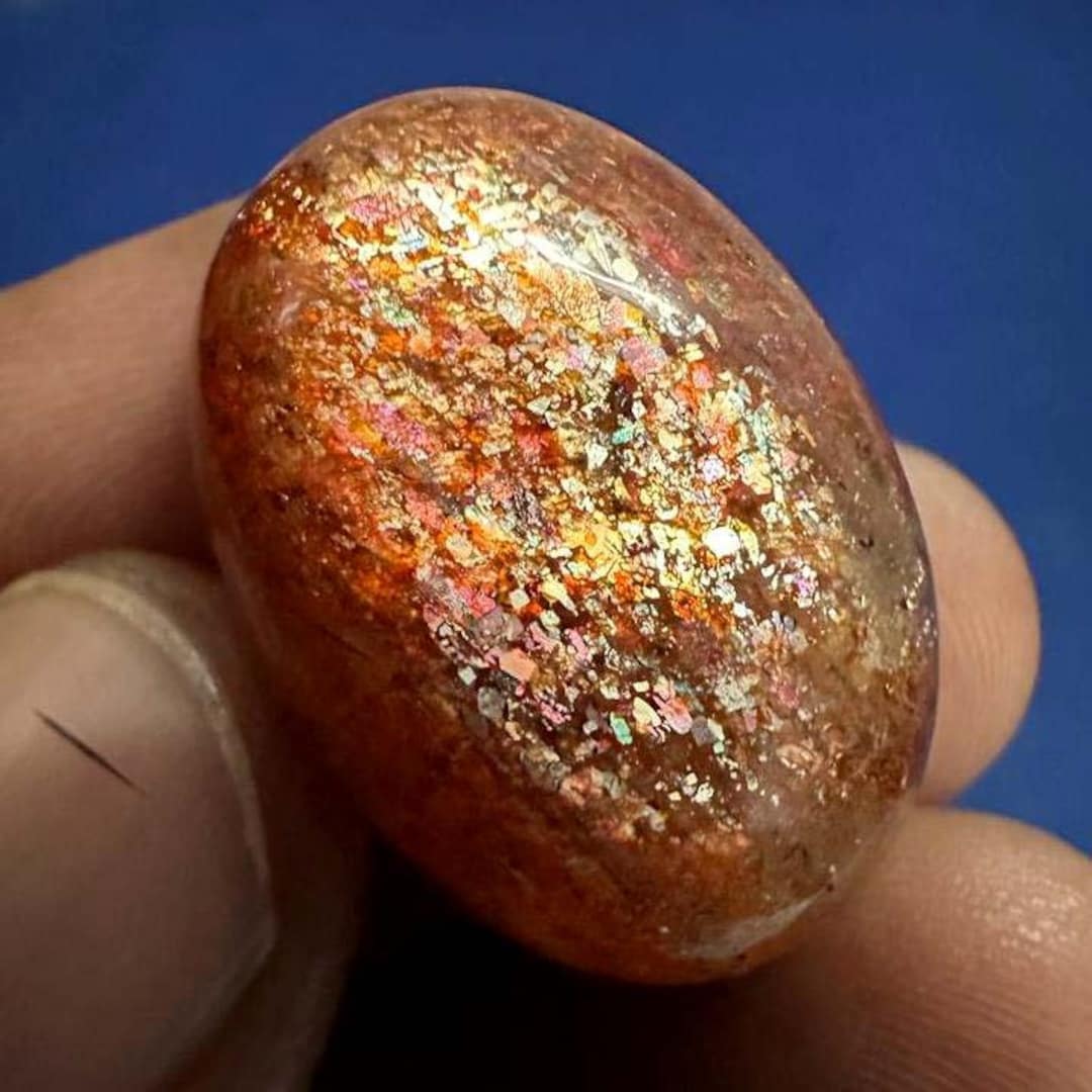 Rainbow Lattice Sparkle Red Sunstone, Natural Sunstone Cabochon, Oval ...