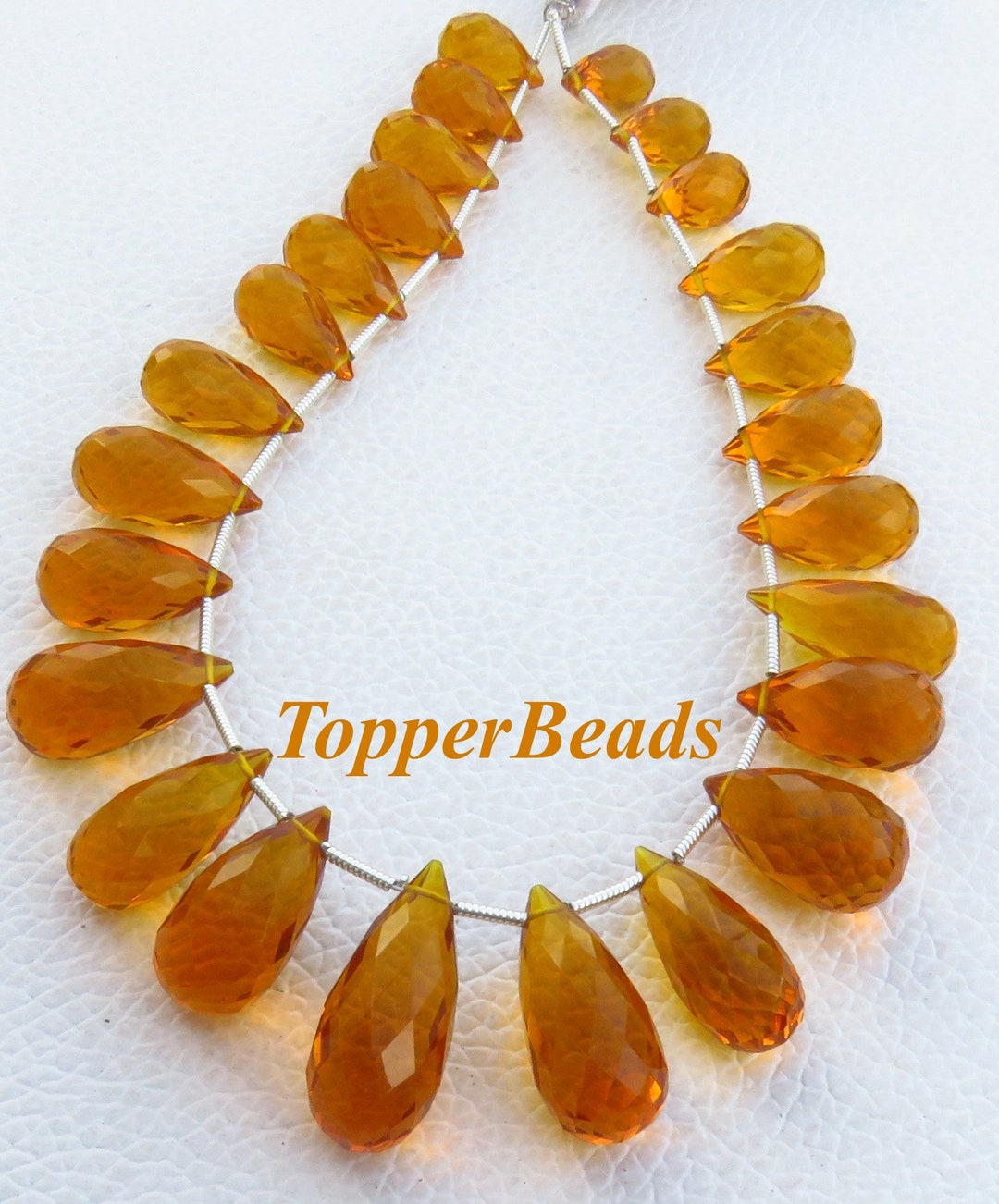 Citrine Brandy Hydro Glass Beads, 9strand, Hydro Quartz Teardrop ...