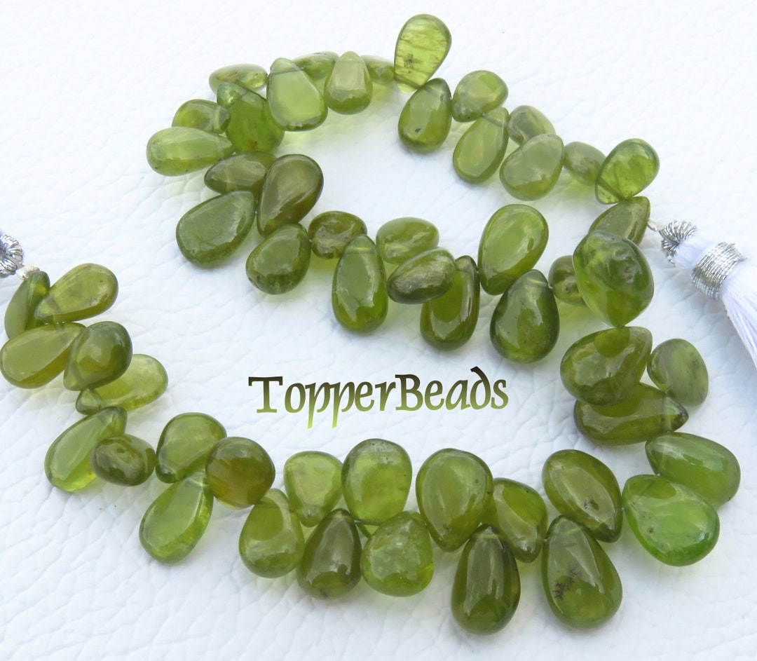 Natural Green Vessonite Pear Beads, 7.5strand, Vesuvianite Gemstone ...