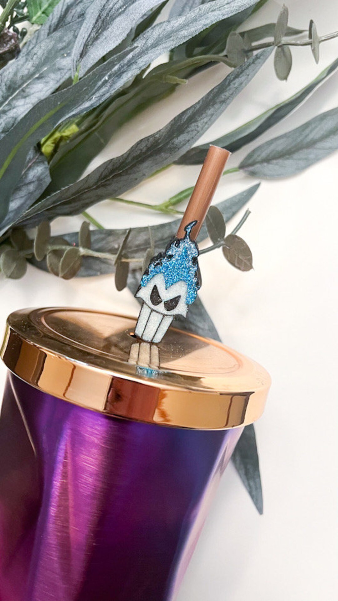 Hades Inspired Straw Buddy | Fire Skull Straw Topper | Villain Straw ...