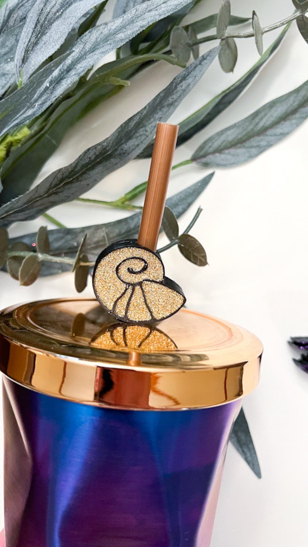 Golden Shell Straw Buddy | Ursula Inspired Straw Topper | Little ...