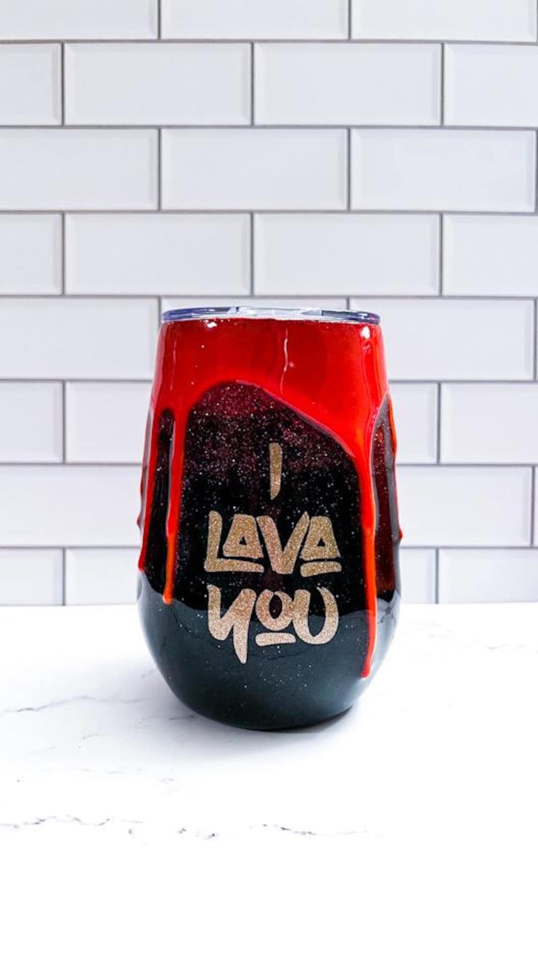 Dripping Lava Glitter Tumbler - I Lava You Drip Cup - 12oz Double Wall ...
