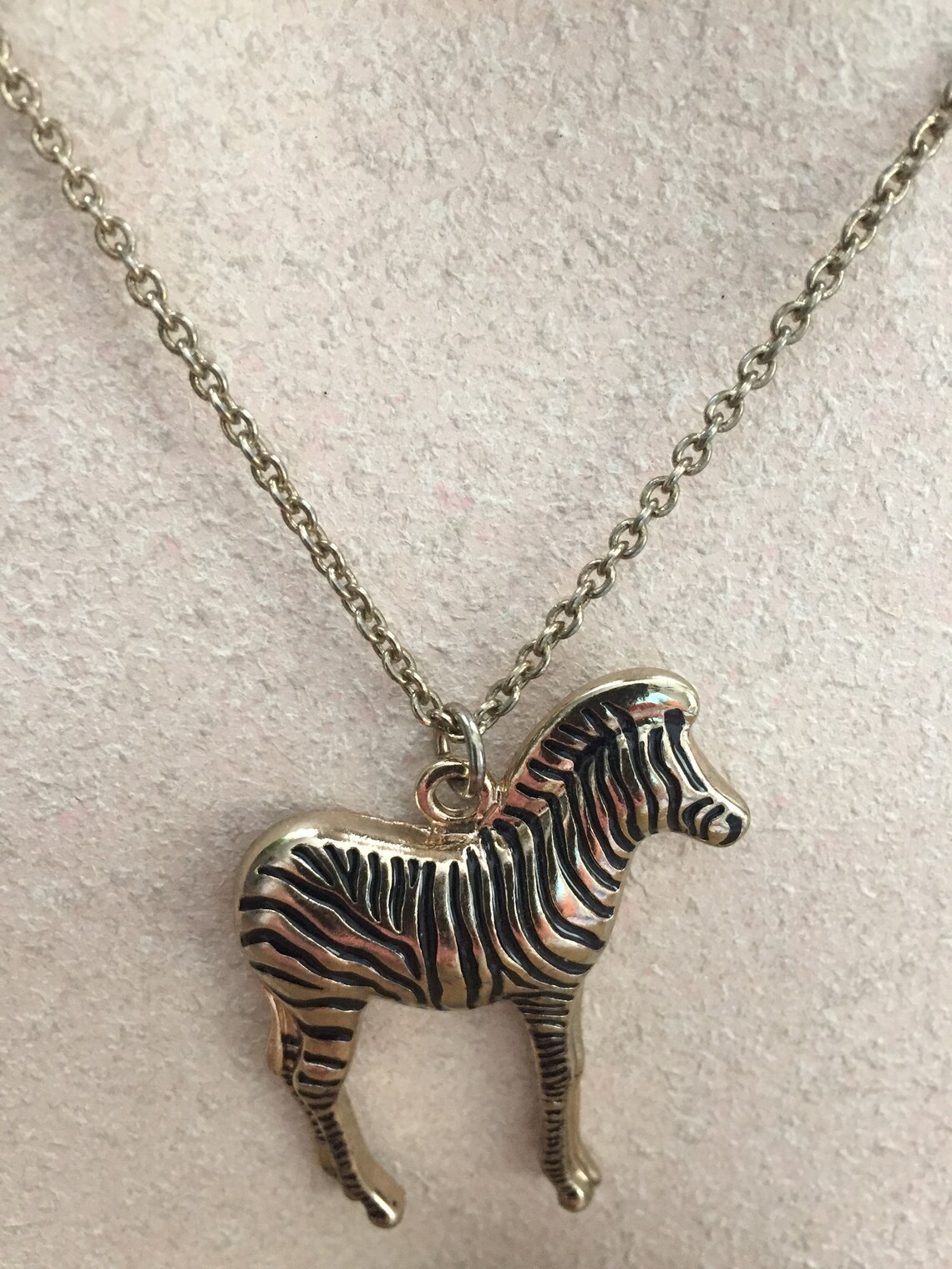 Gold Tone Zebra Necklace - Etsy