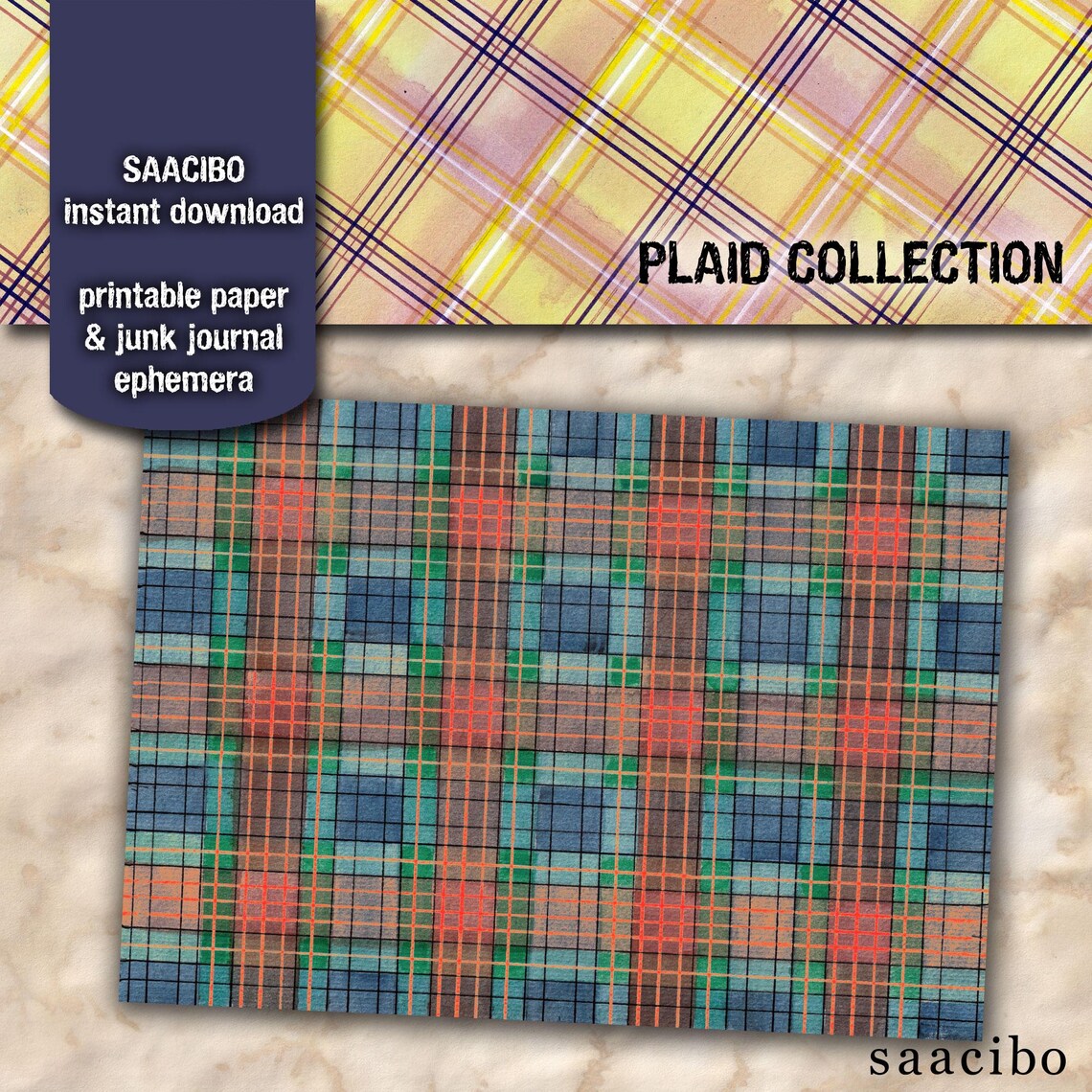 Plaid Collection, Original Artwork, Printable Images, Instant Download ...