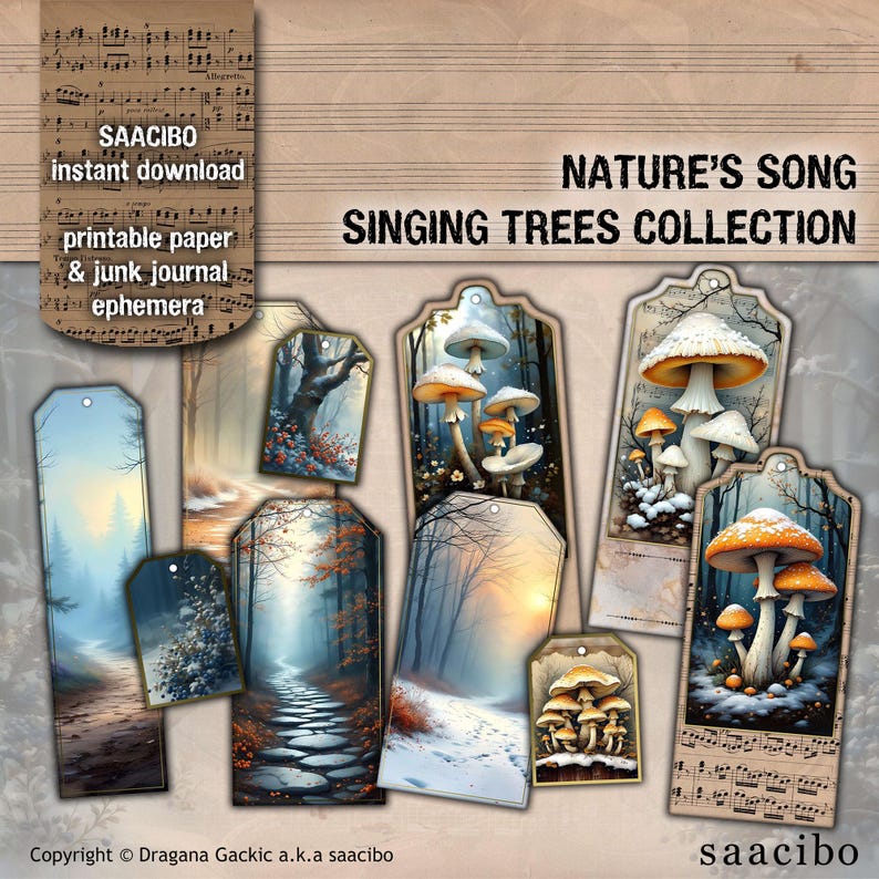 Singing Trees Printable Paper: Nature Junk Journal Kit (digital ...