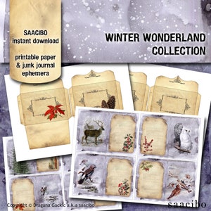 Winter Wonderland Collection, Printable Images, Original Gelli Art ...