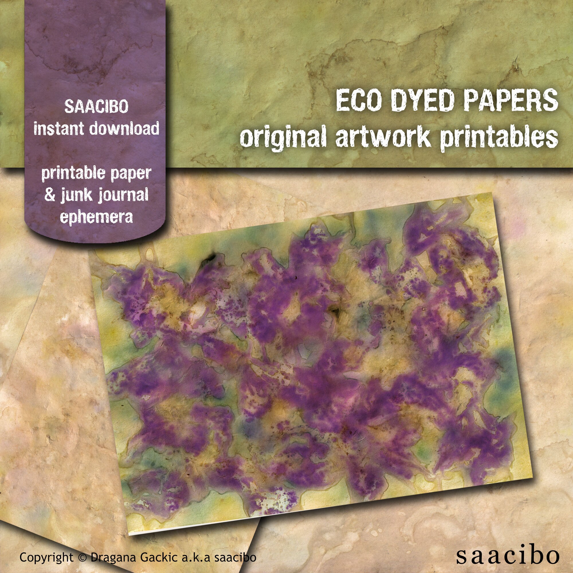 Eco Dyed Papers, Printable Images, Original Art, Instant Download, Digi ...