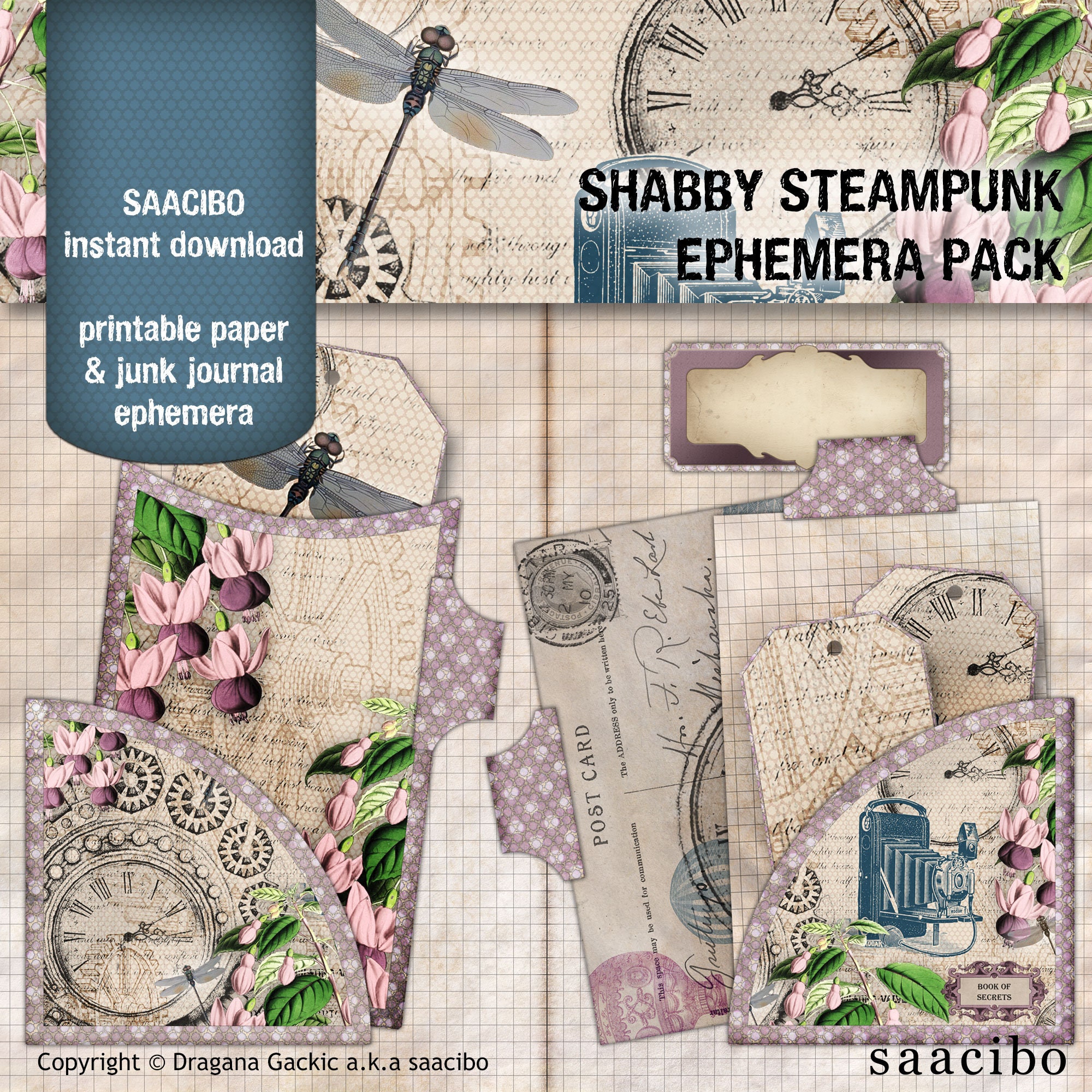 Shabby Steampunk Ephemera Pack Ephemera Classics Printable - Etsy