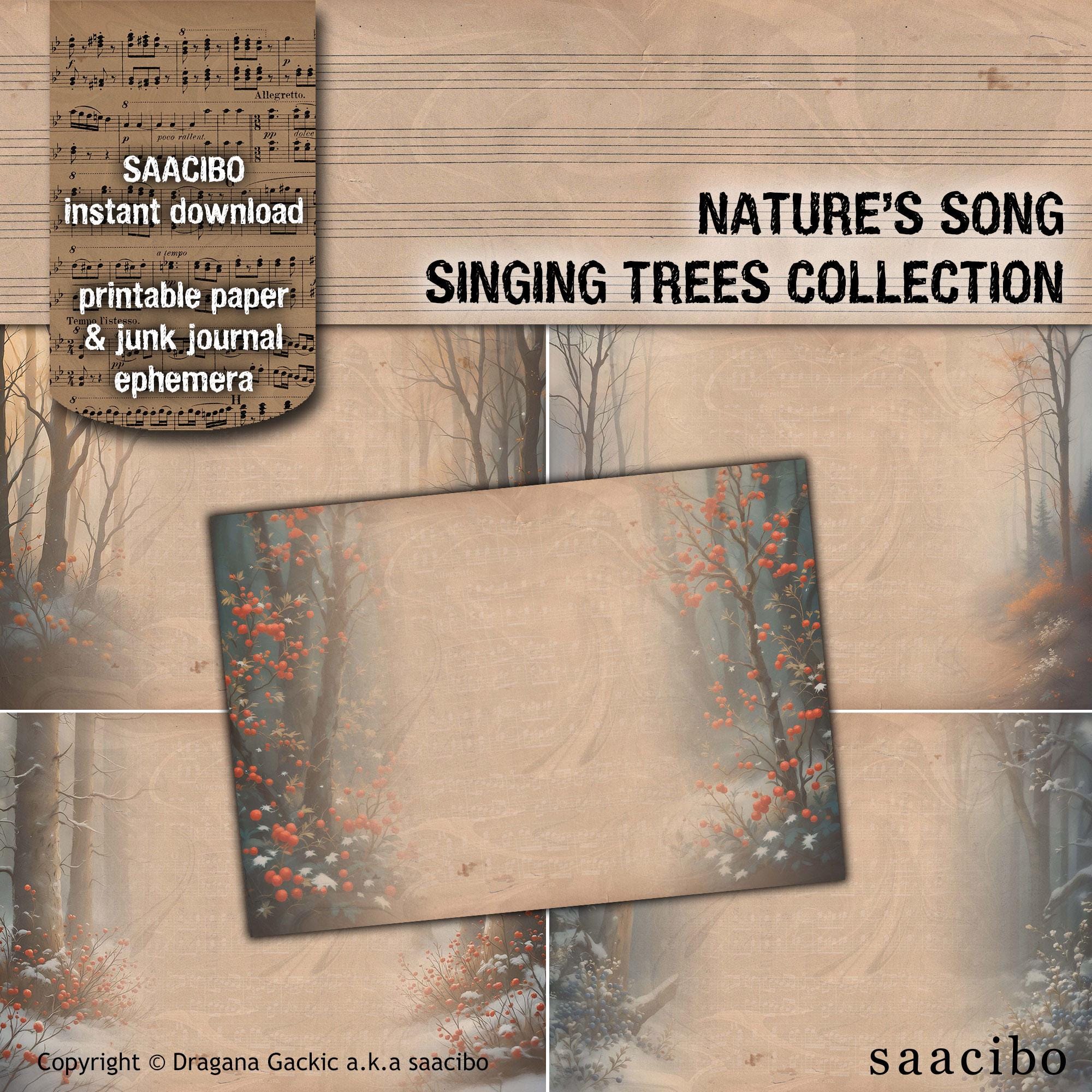 Singing Trees Printable Paper: Nature Junk Journal Kit (digital ...
