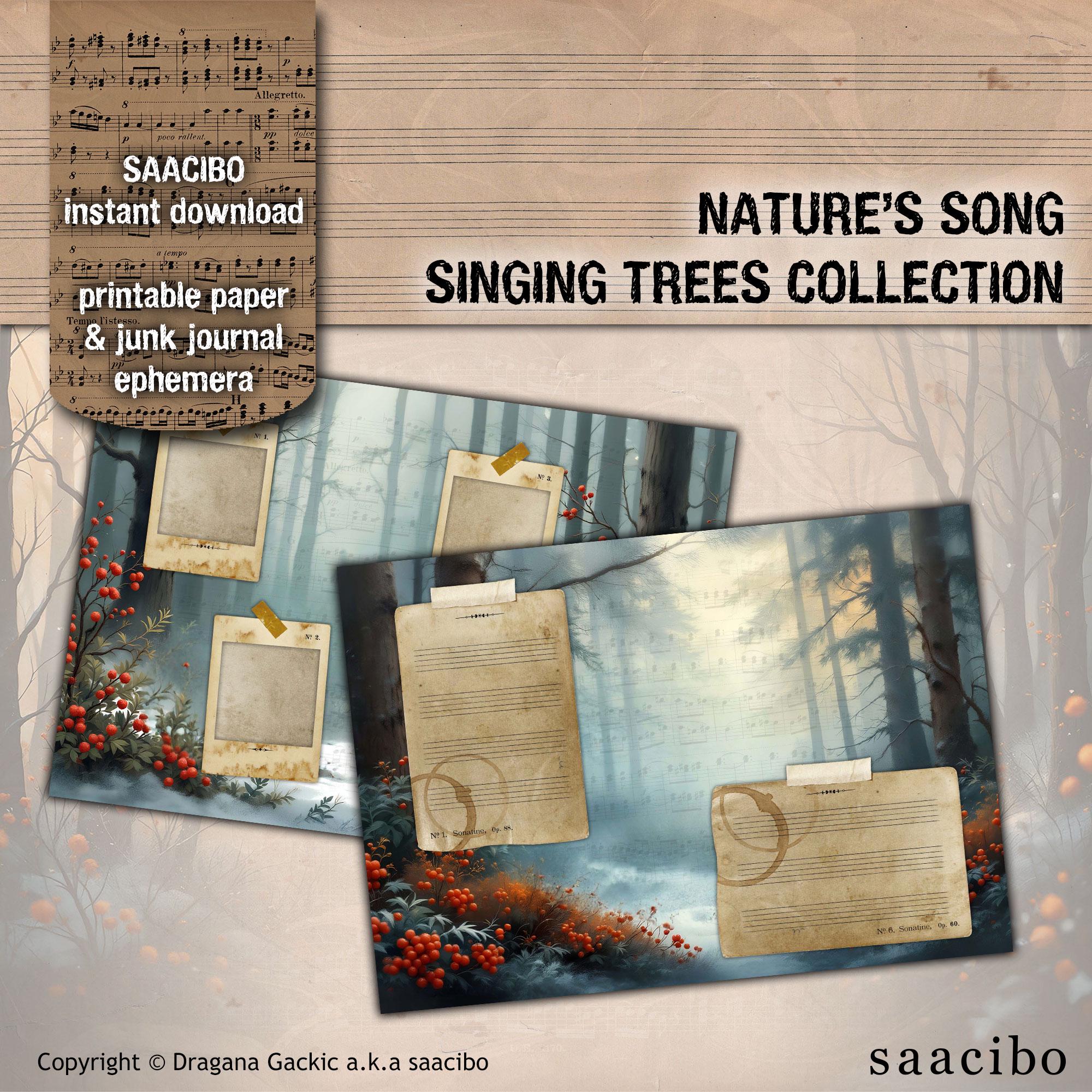 Singing Trees Printable Paper: Nature Junk Journal Kit (digital ...