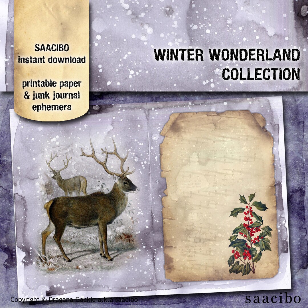 Winter Wonderland Collection, Printable Images, Original Gelli Art ...