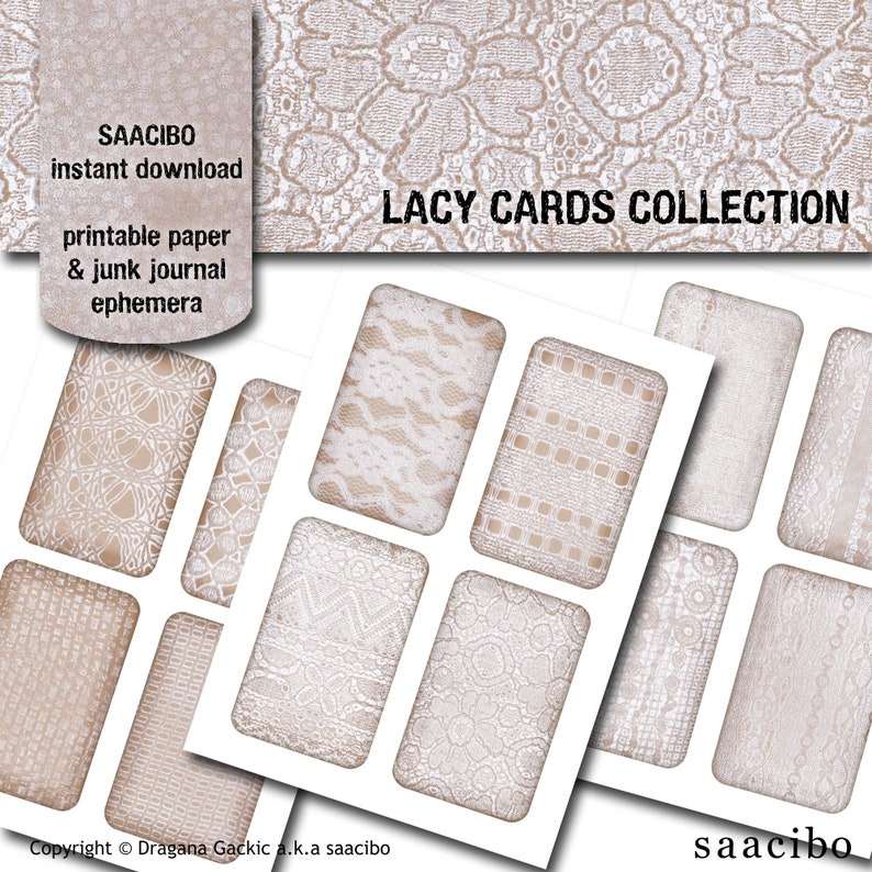 Lacy Cards and Tags Collection Ephemera Classics Printable - Etsy
