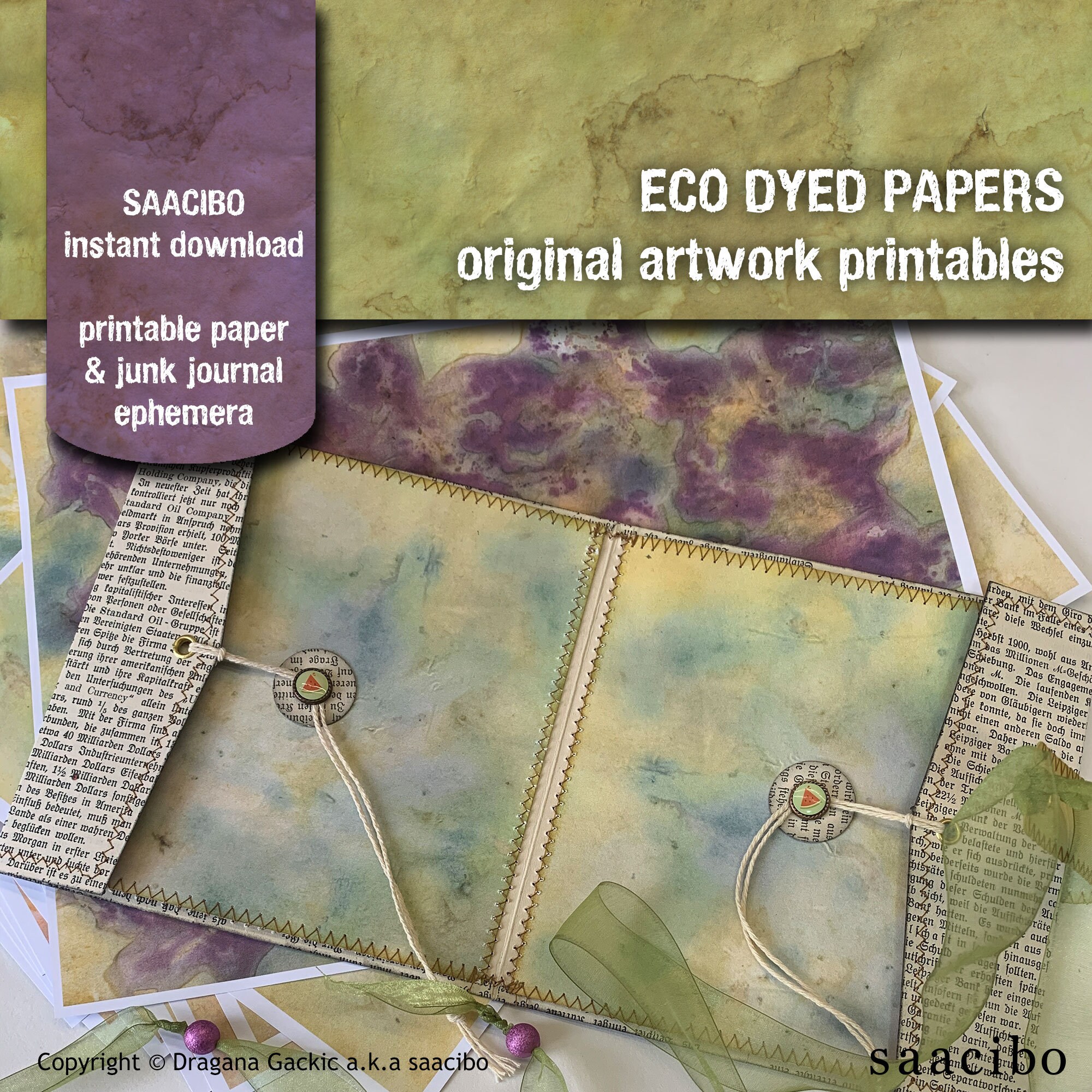 Eco Dyed Papers, Printable Images, Original Art, Instant Download, Digi ...