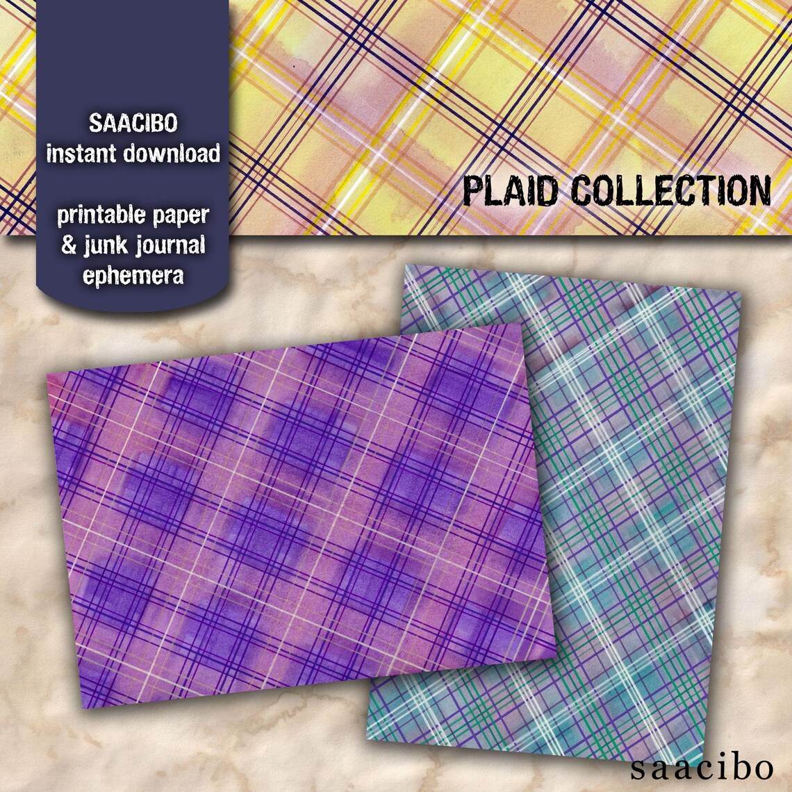 Plaid Collection, Original Artwork, Printable Images, Instant Download ...