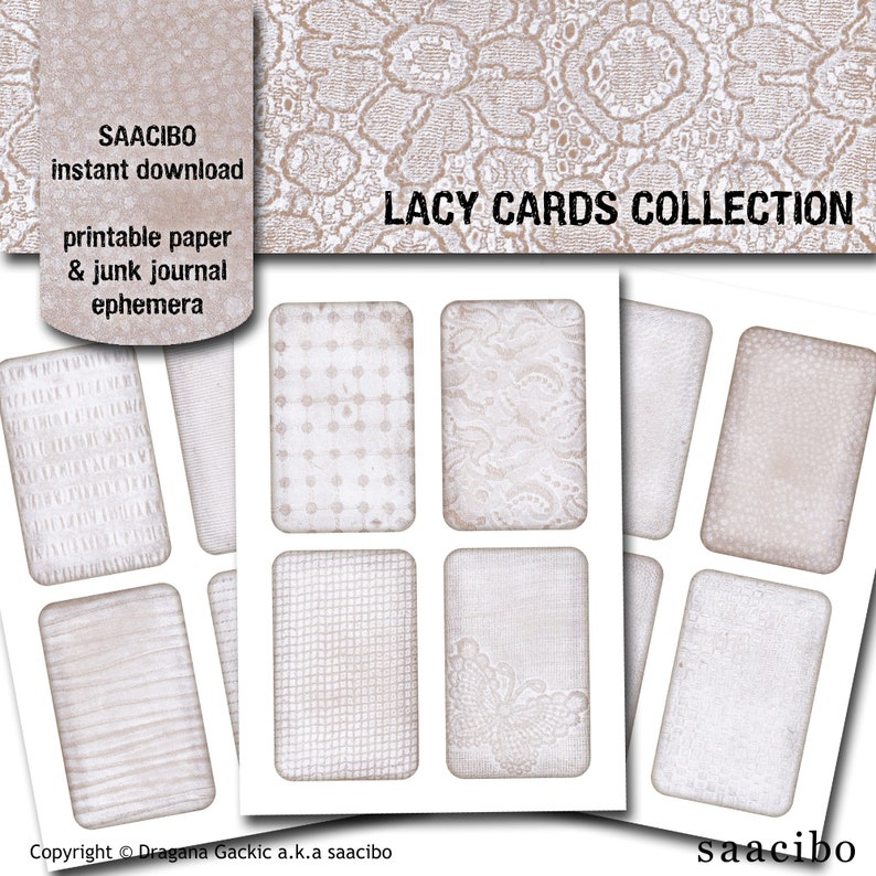 Lacy Cards and Tags Collection Ephemera Classics Printable - Etsy
