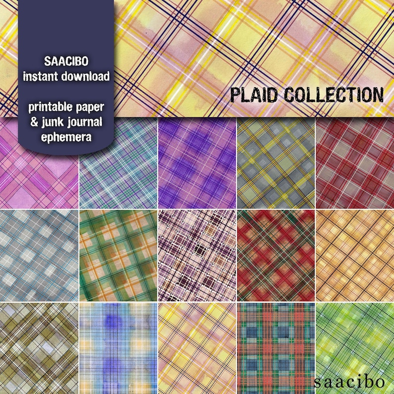 Plaid Collection, Original Artwork, Printable Images, Instant Download ...