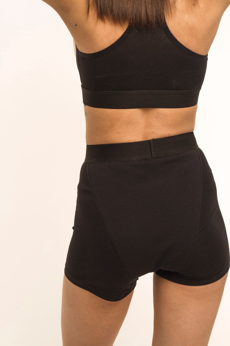 Period briefs-shorts with an enlarged absorbentfor in black | Etsy