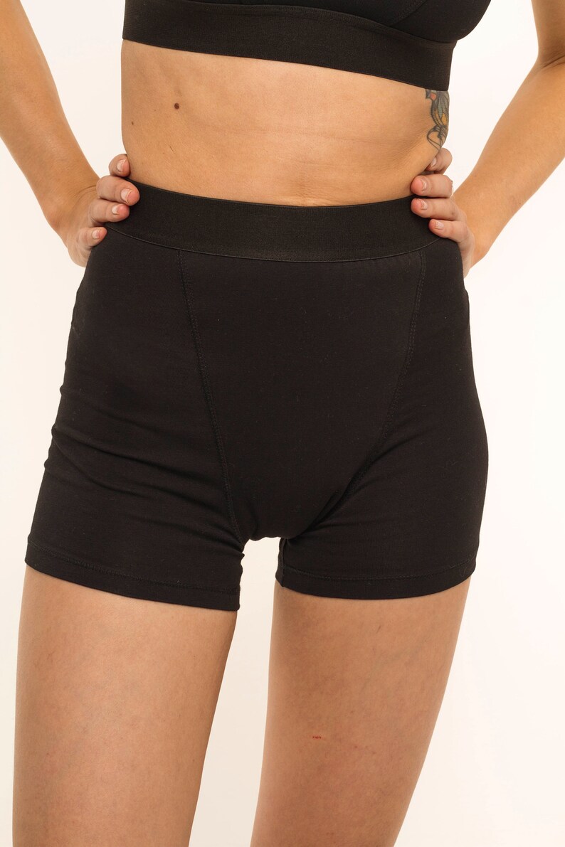 Period briefs-shorts with an enlarged absorbentfor in black | Etsy