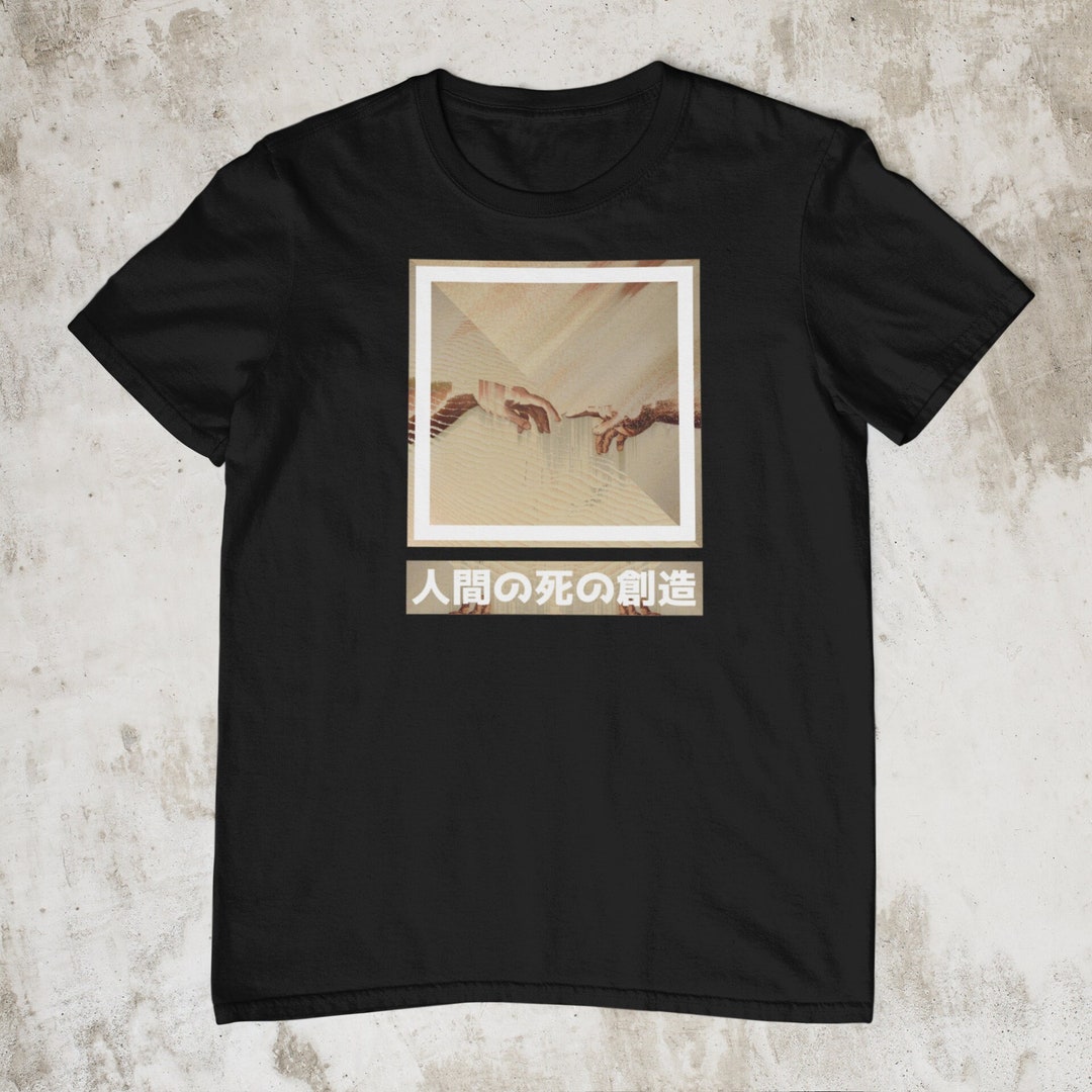 Japanese Vaporwave Da Vinchi Hands Art Printed Cotton T-shirt Top Tee ...