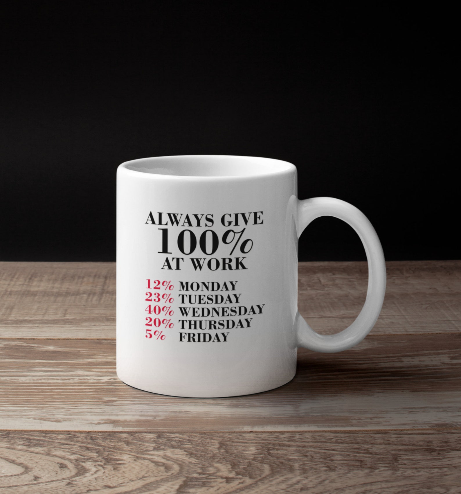 Always Give 100% at Work Funny Custom Made Ceramic Coffee Mug Tea Mug ...