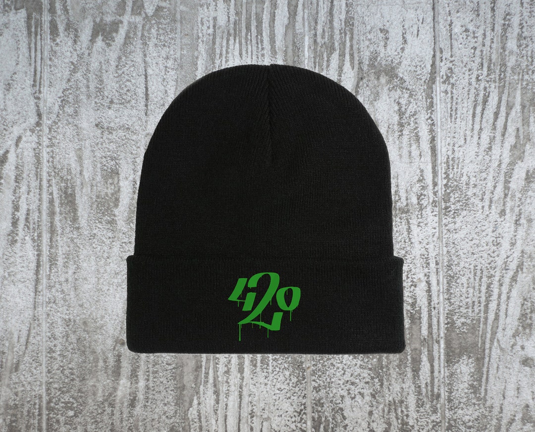 420 Dripping Grafitti Weed Cannabis Embroidered Beanie Hat Winter ...