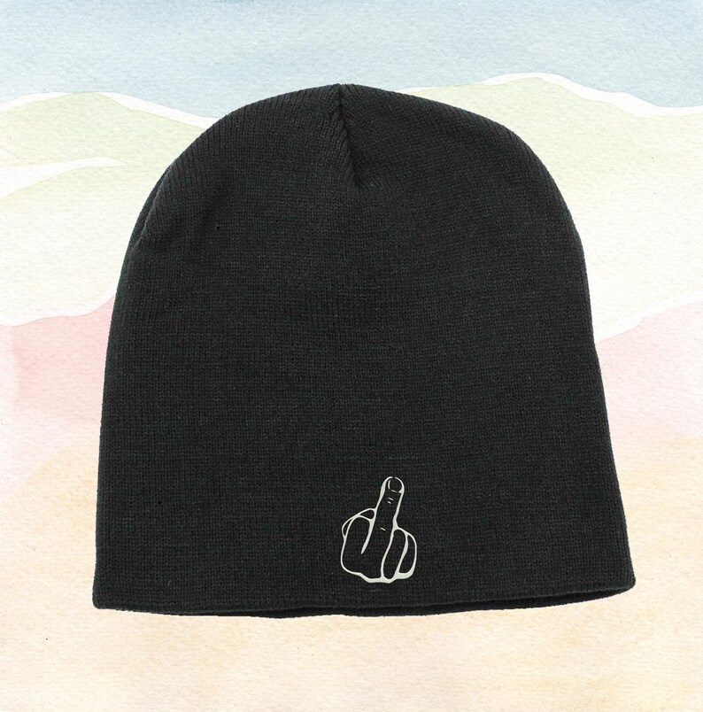 Middle Finger Sign Funny Embroidered Beanie Cap Winter Autumn Hat ...