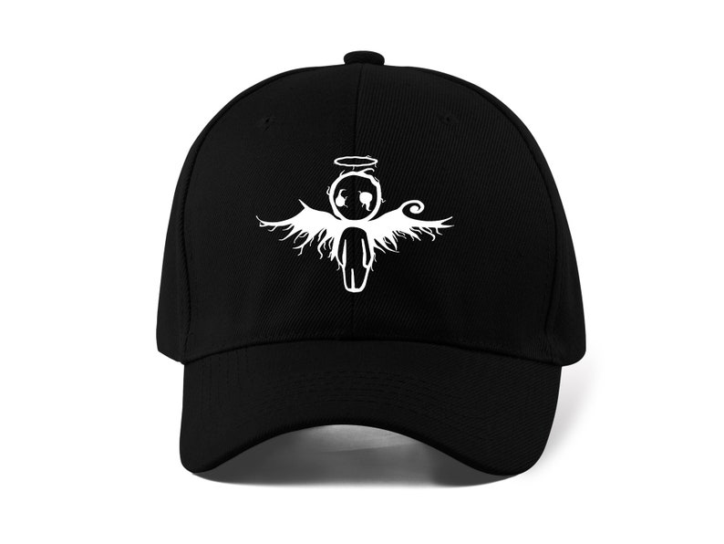 Emo Sad Angel Stencil Logo DTF Printed Unisex Baseball Cap Dad Hat ...
