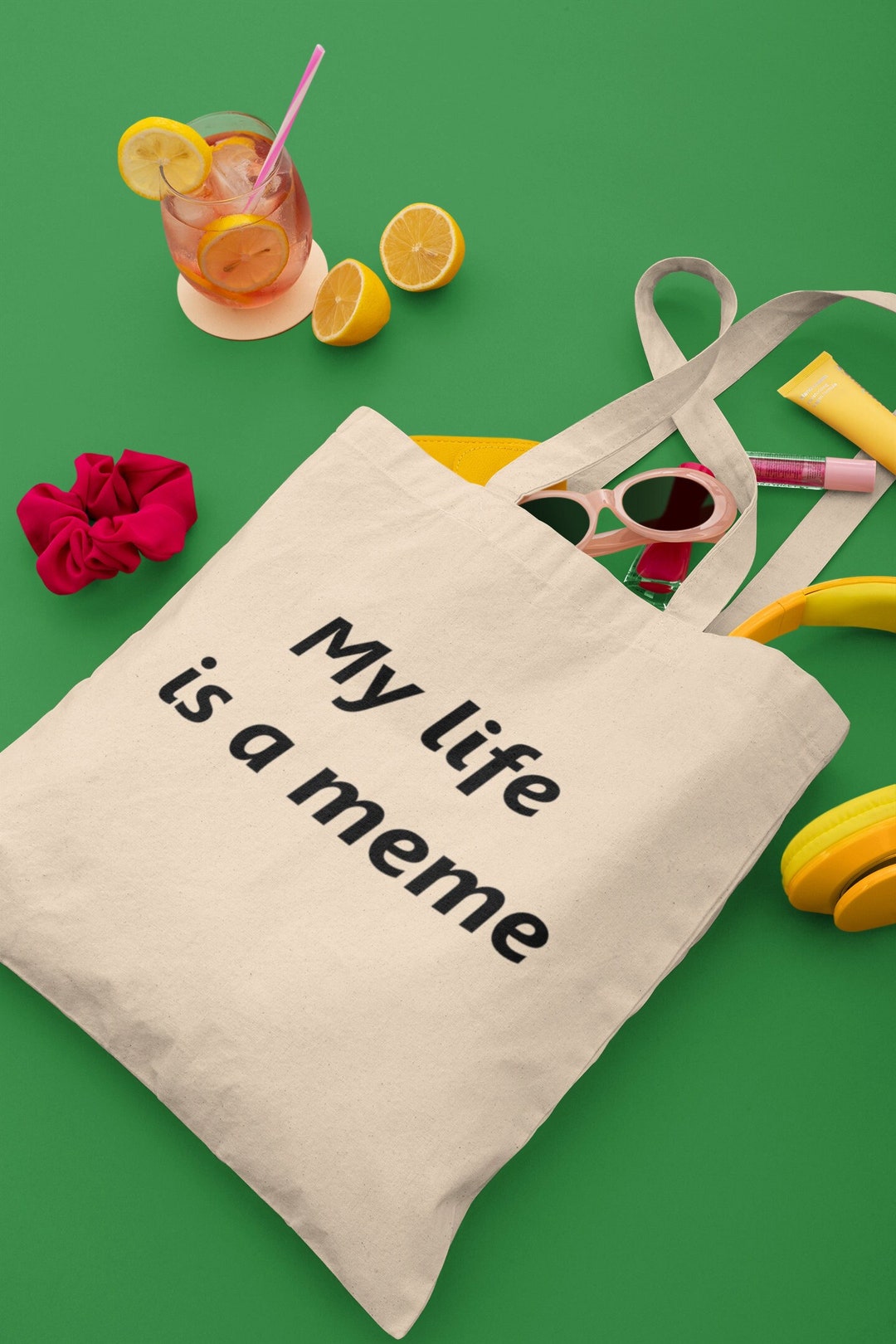 My Life is Meme Organic Cotton Reusable Tote Shopping Bag - Etsy