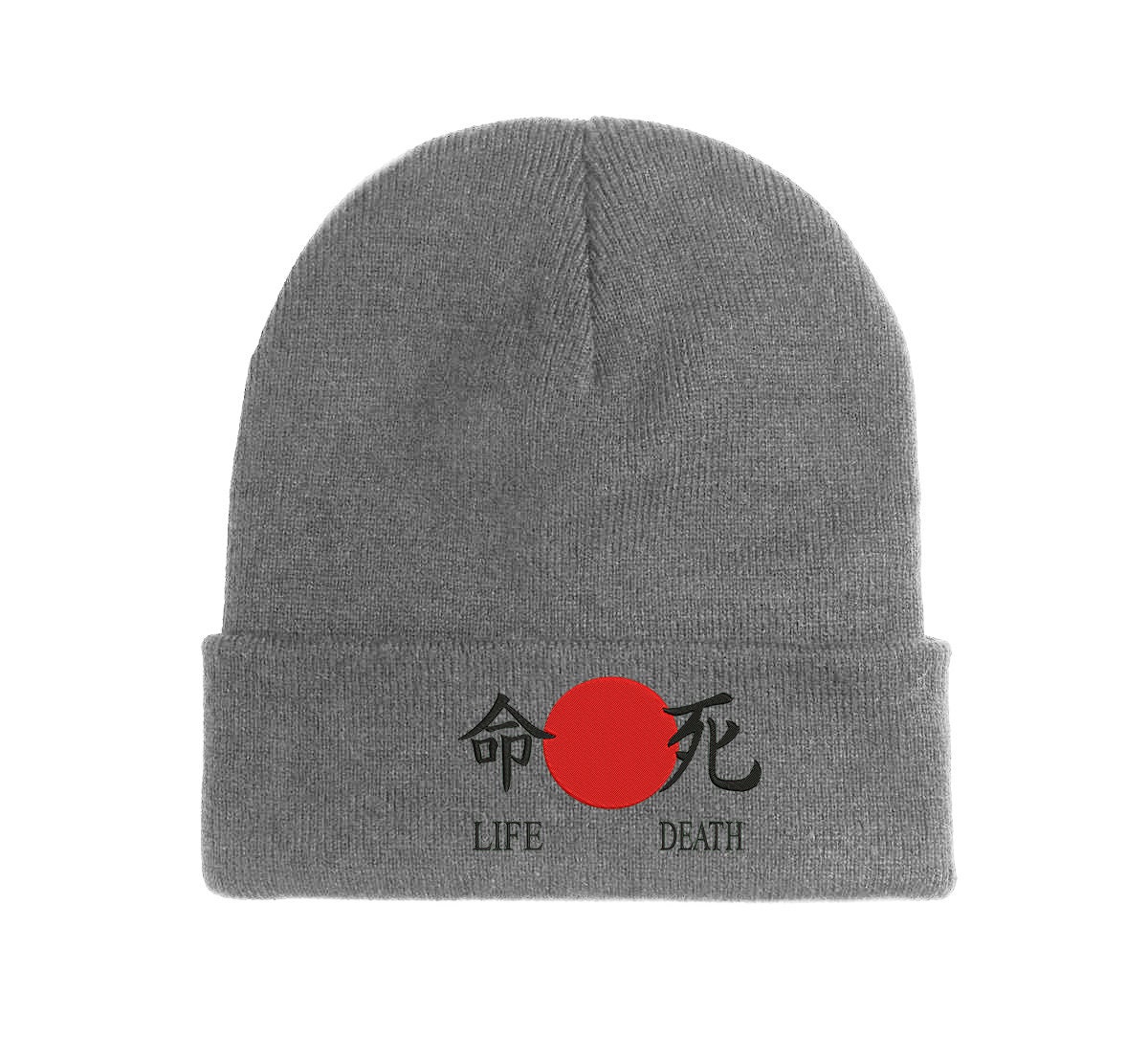Life Death Japanese Sun Kanji Symbols Embroidered Beanie Hat Winter ...