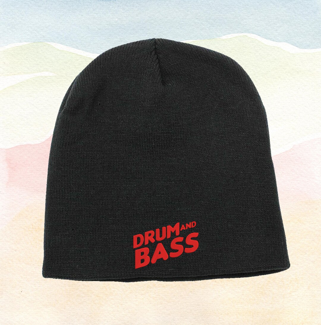 Drum and Bass Funny Parody Logo Embroidered Beanie Cap Winter Autumn ...