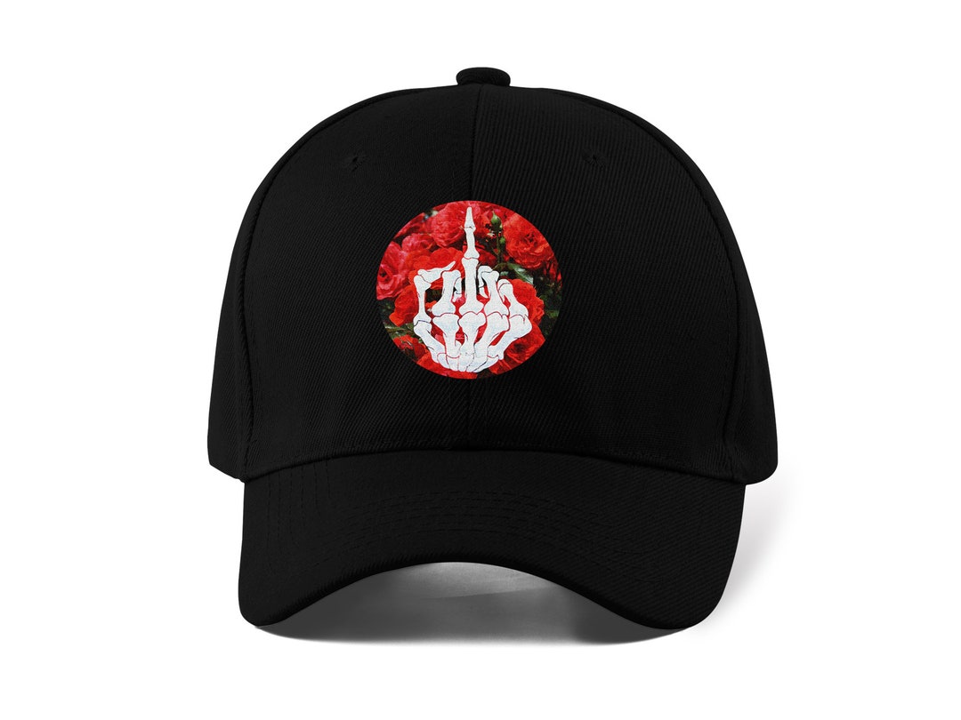 Skeleton Hand Middle Finger Unisex Printed Baseball Cap Dad Hat ...