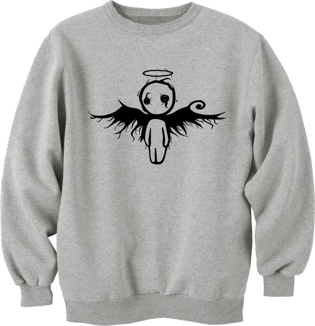 Emo Sad Angel Stencil Logo Unisex Men's Cotton Trendy Printed ...