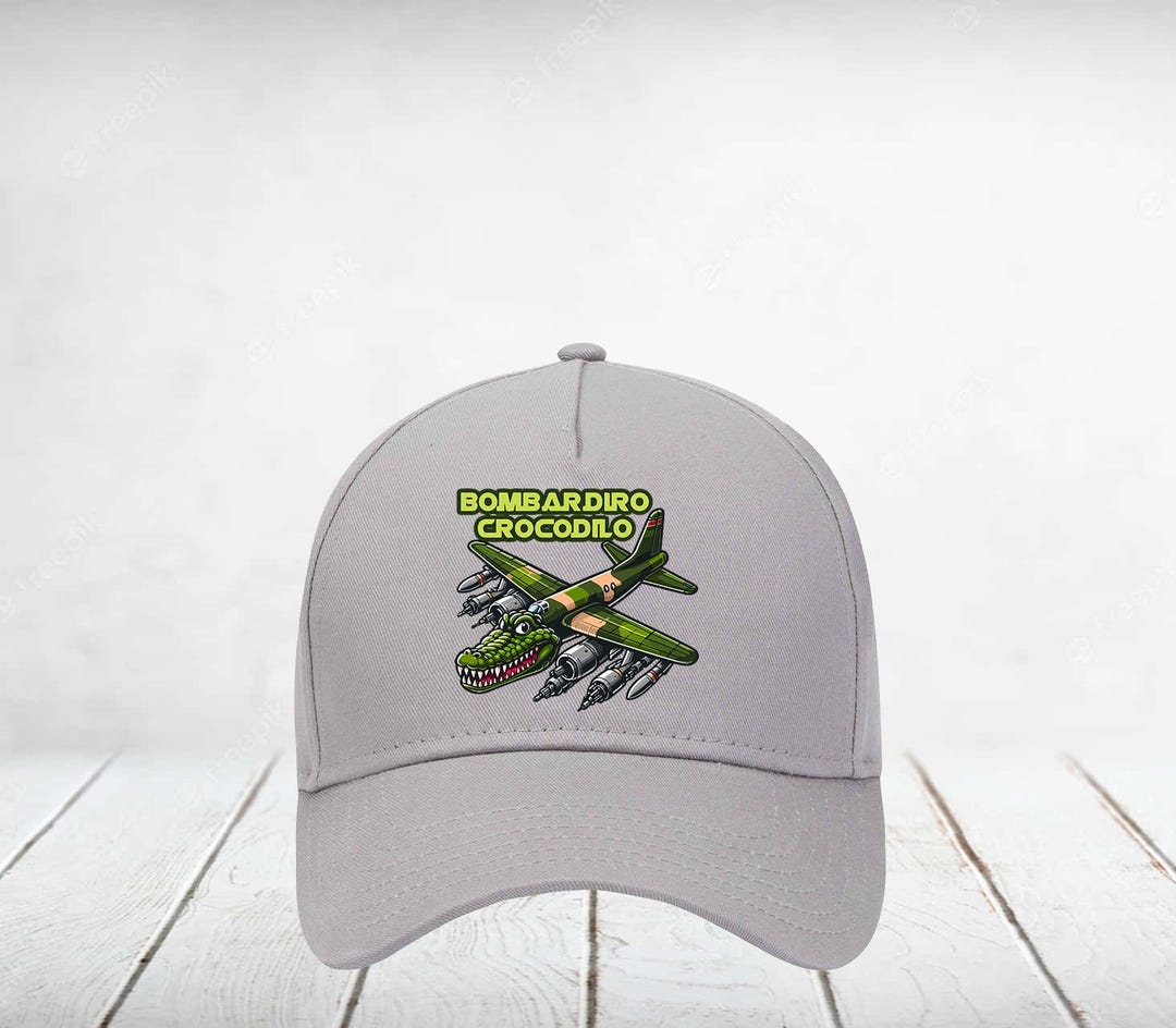 Bombardiro Crocodilo Italian Brainrot Unisex DTF Printed Logo Baseball ...