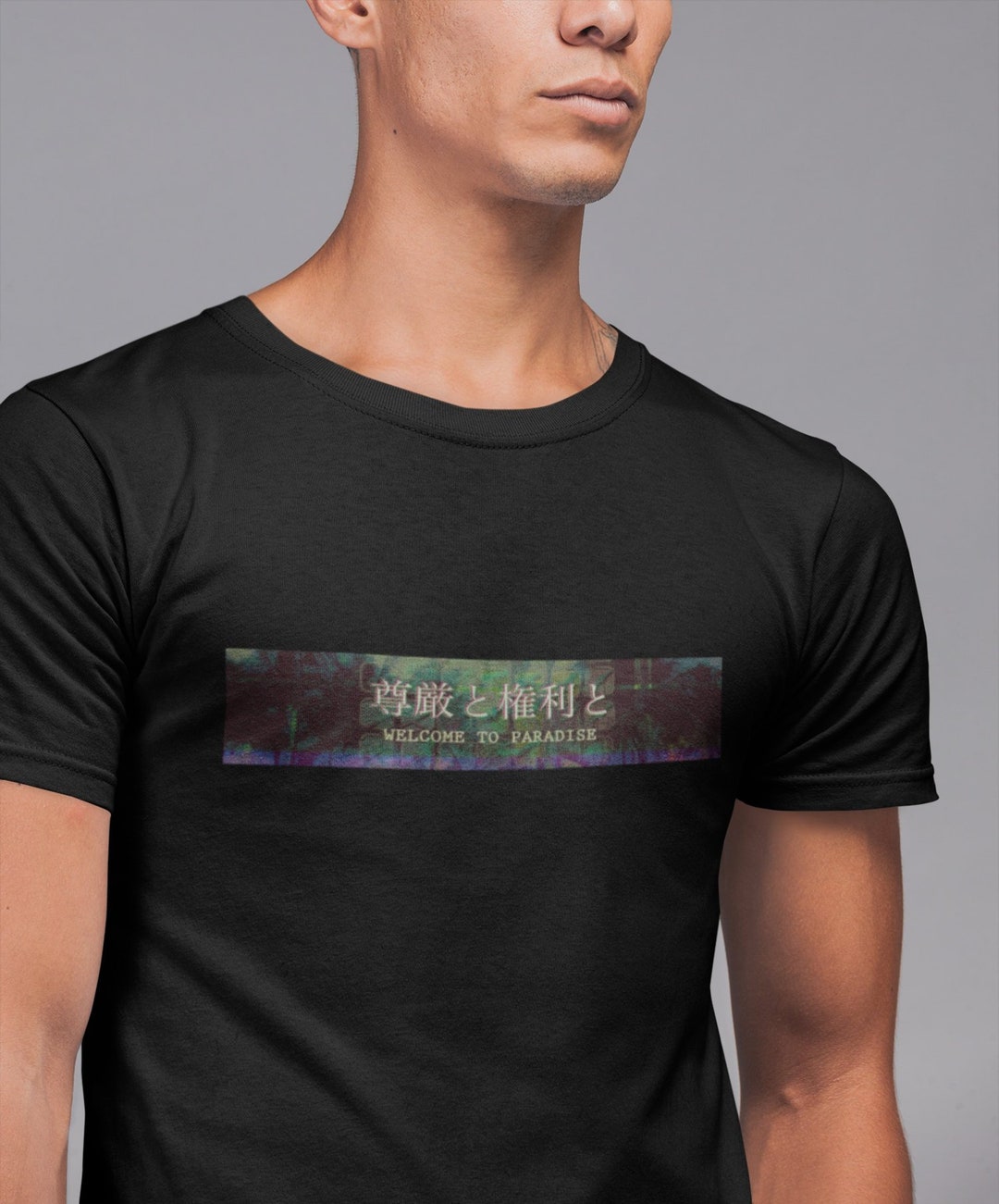 Welcome to Paradise Vaporwave Aesthetics Men's Cotton Trendy Printed T ...