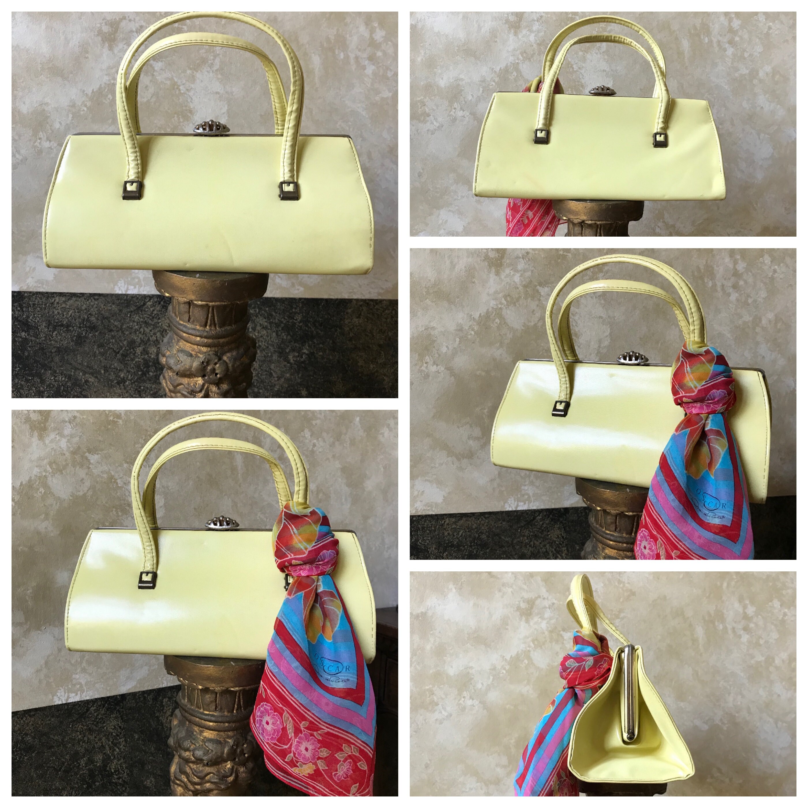 Vintage 1940s / 1950s Lovely Lemon Yellow Handbag / Purse | Etsy Nederland