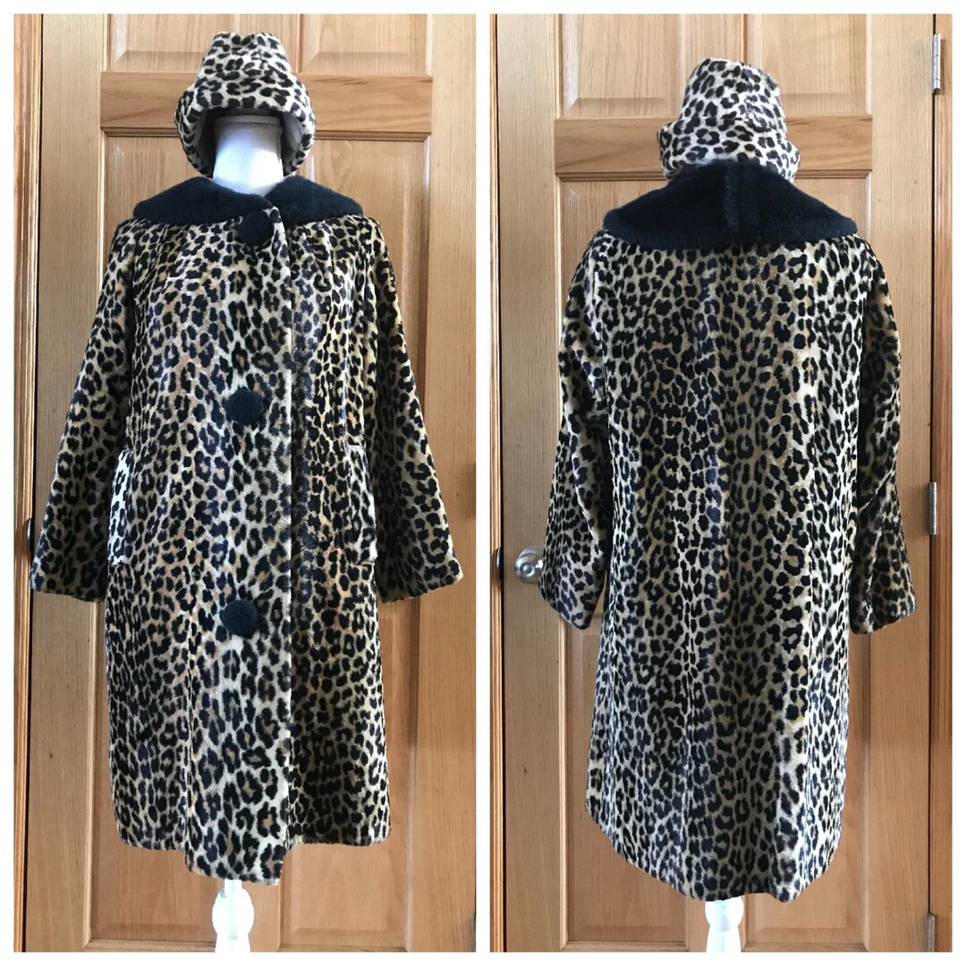 Vintage Faux Leopard Print Coat: Long Cape With Black Buttons - Etsy