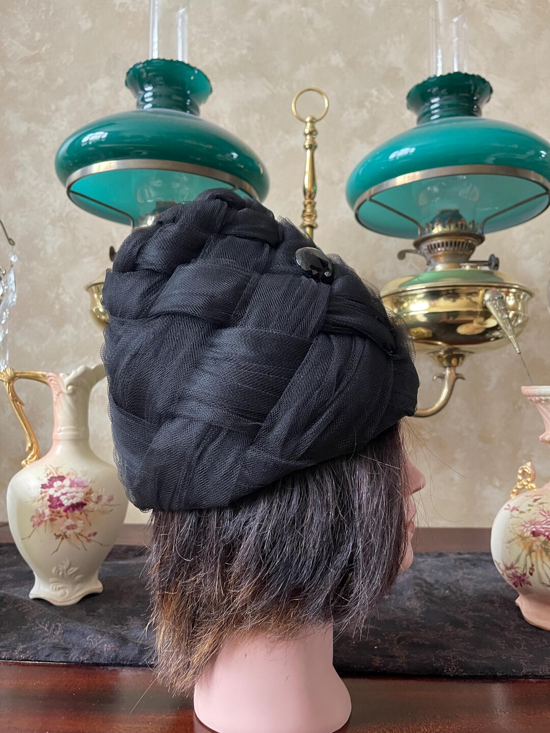 Vintage Black Lemington Hat: 1940s-50s Maurice L. Rothchild Design ...