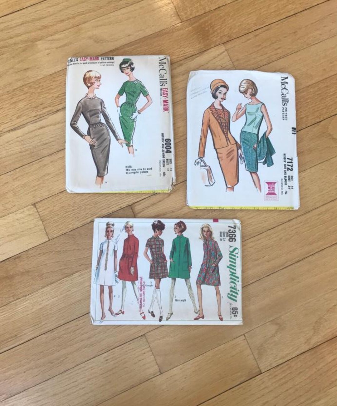 Vintage Set of Women's 1960s Mccall's and Simplicity Printed Sewing ...