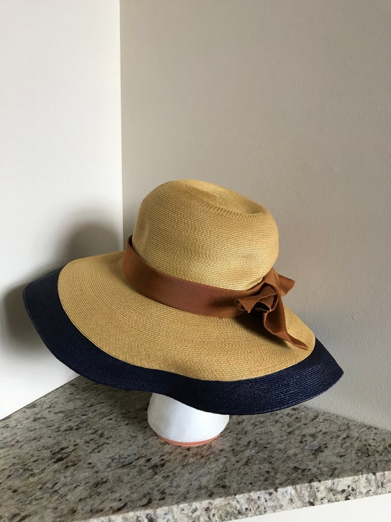 Vintage 1950s / 1960s Golden Wheat Floppy Sun Hat wit… - Gem