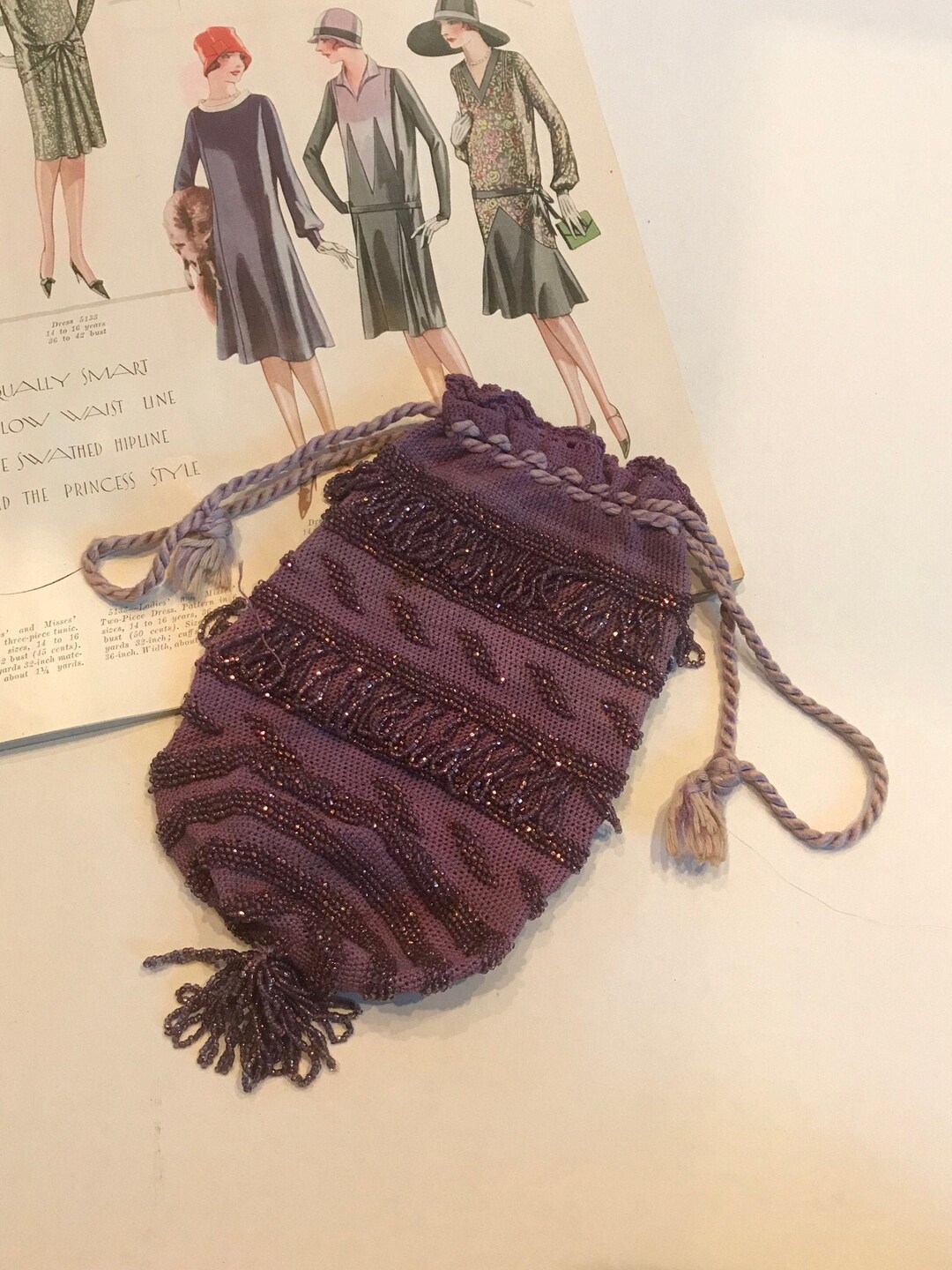 Exquisite Violet Art Deco Vintage 1920s Flapper Beaded Purple ...