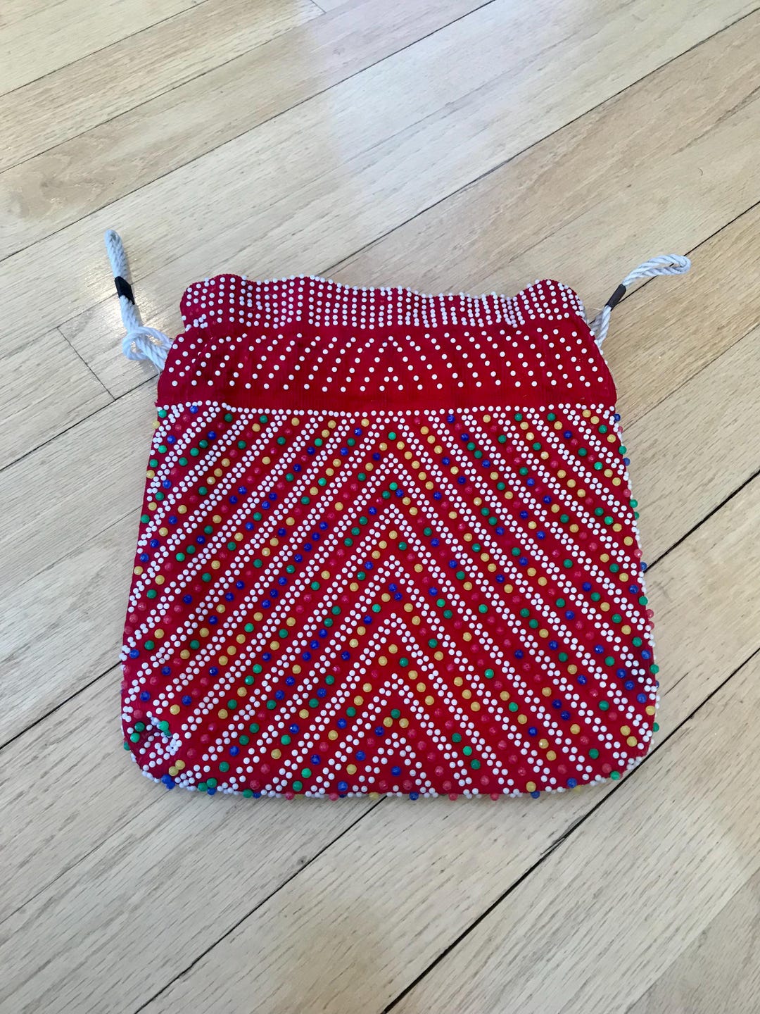 Vintage 1970s / 70s Hand Made Colorful Candy Beaded Reversible Cinch ...