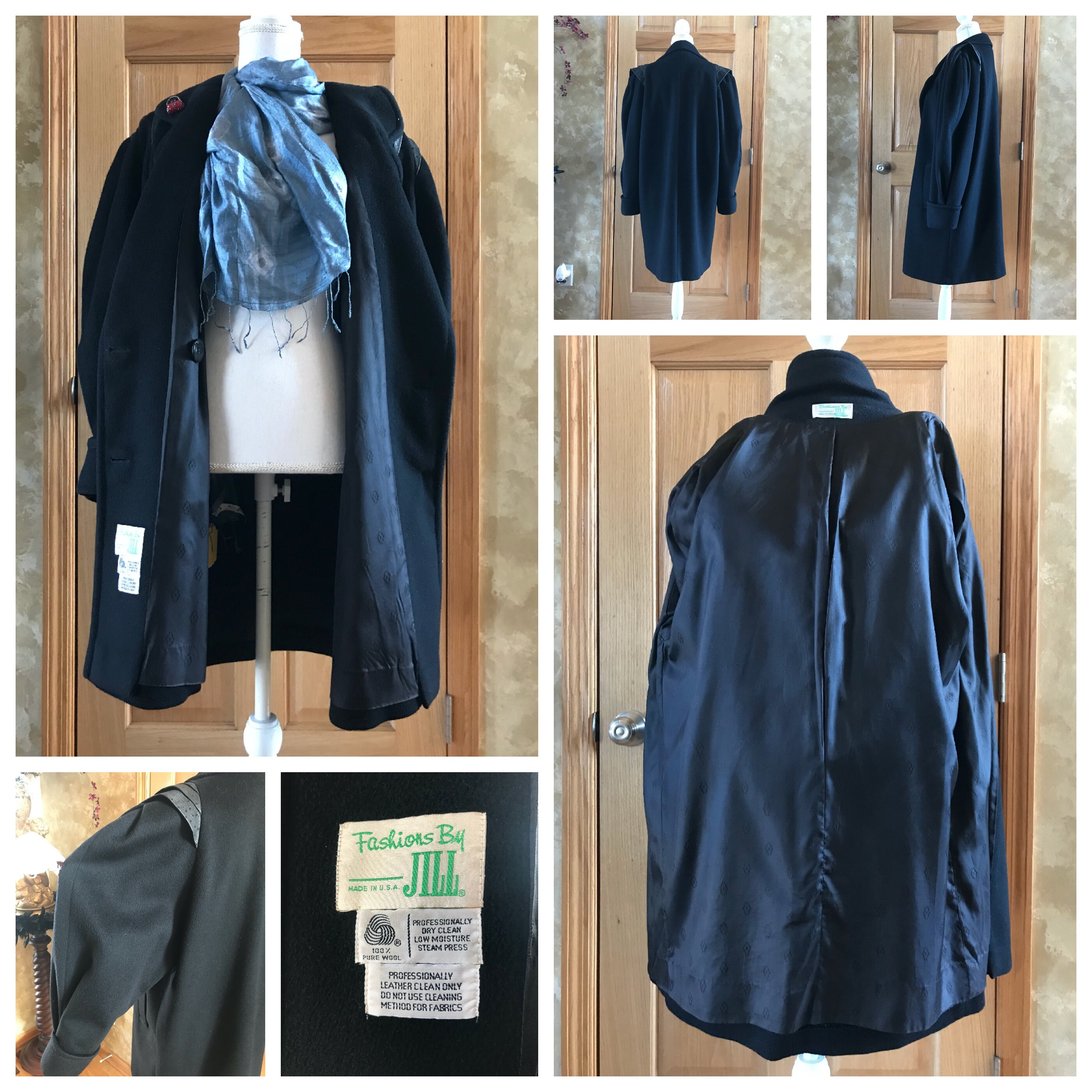 Vintage 1980s Black Mutton Style Pea Coat by Fashions by Jill - Etsy